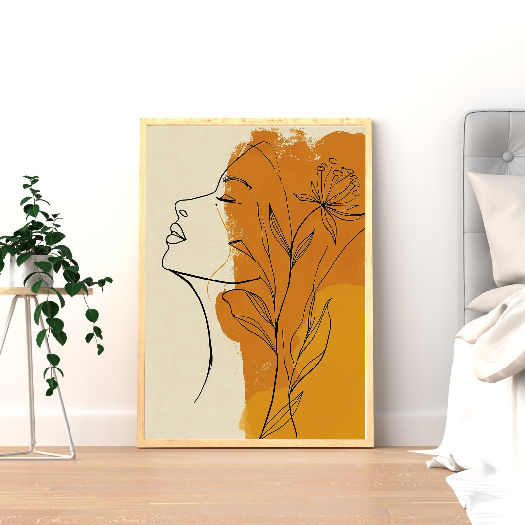 Bohemian Harmony – Woman with Flower Wall Art Print – Blank Space Meet Art